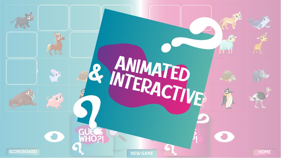 Guess Who Animals, Interactive and Animated Powerpoint Game, Digital ...