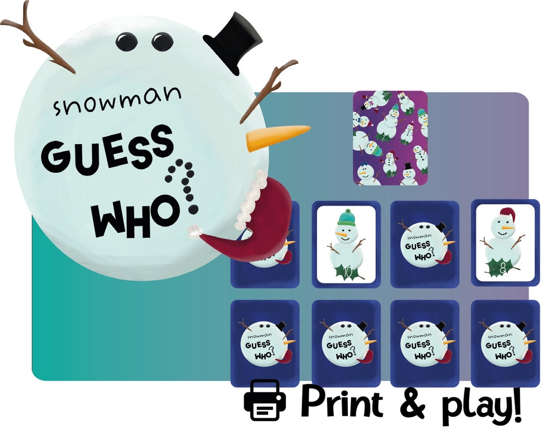 Printable Guess Who Snowman, Winter Game, Digital Printable Download ...
