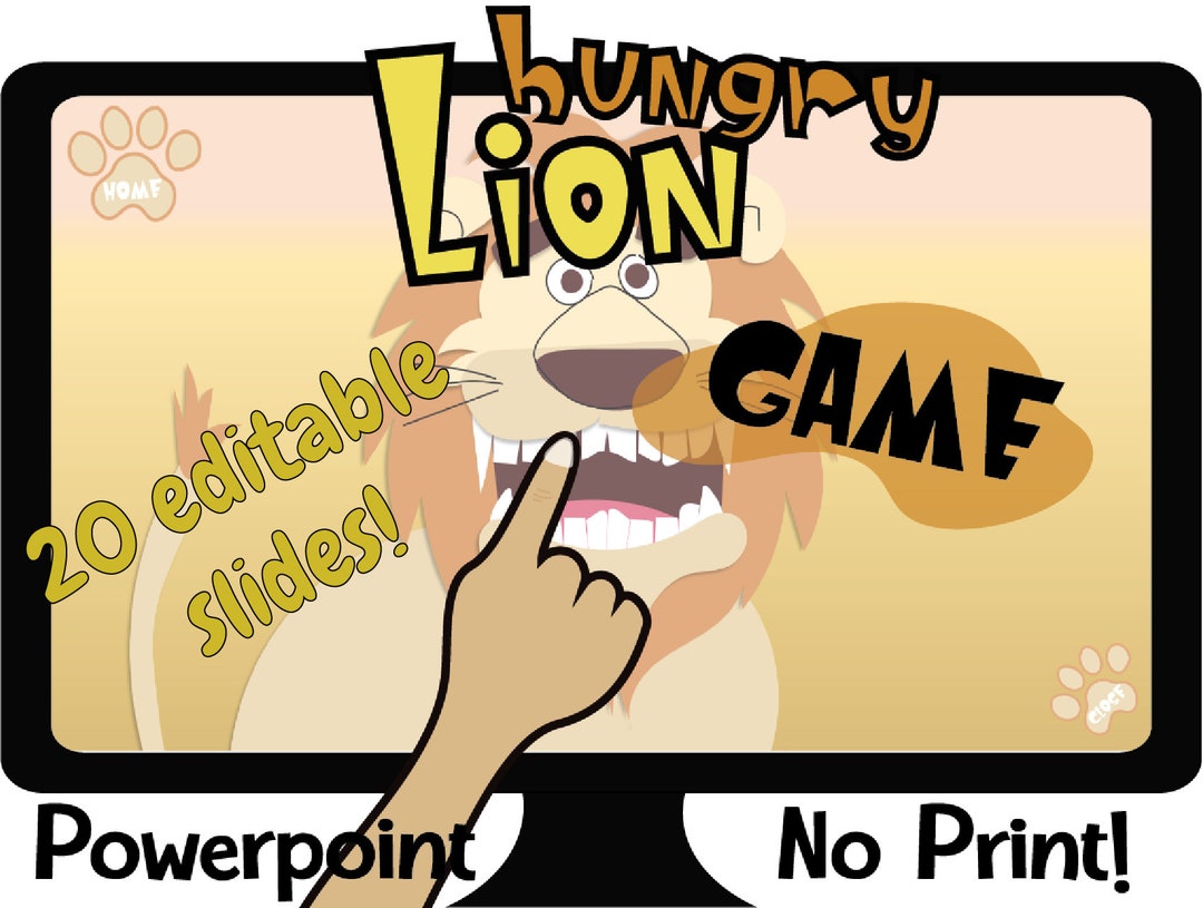 Hungry Lion Editable Interactive Powerpoint Game Presentation, Biting ...