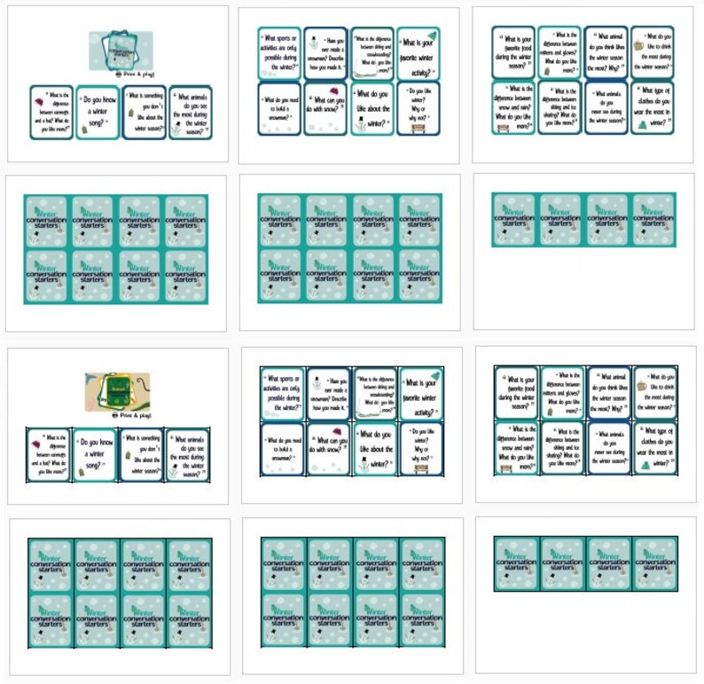 Winter Conversation Starters Printable Cards With 20 Conversation ...
