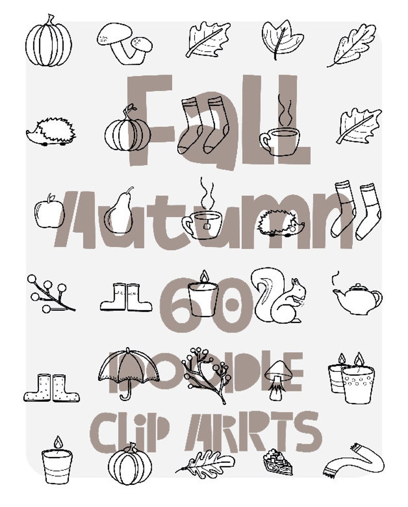 Autumn Fall Doodle Clipart With Borders October November Vocabulary ...