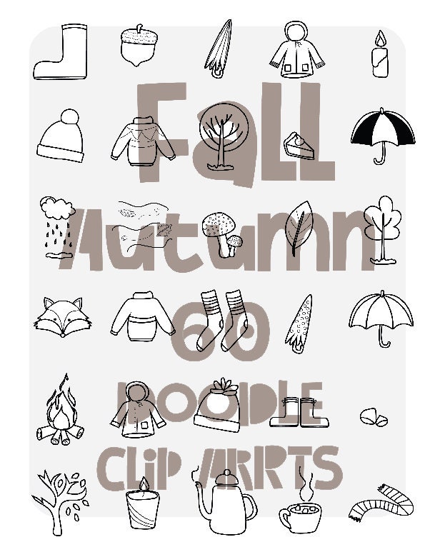 Autumn Fall Doodle Clipart With Borders October November Vocabulary ...