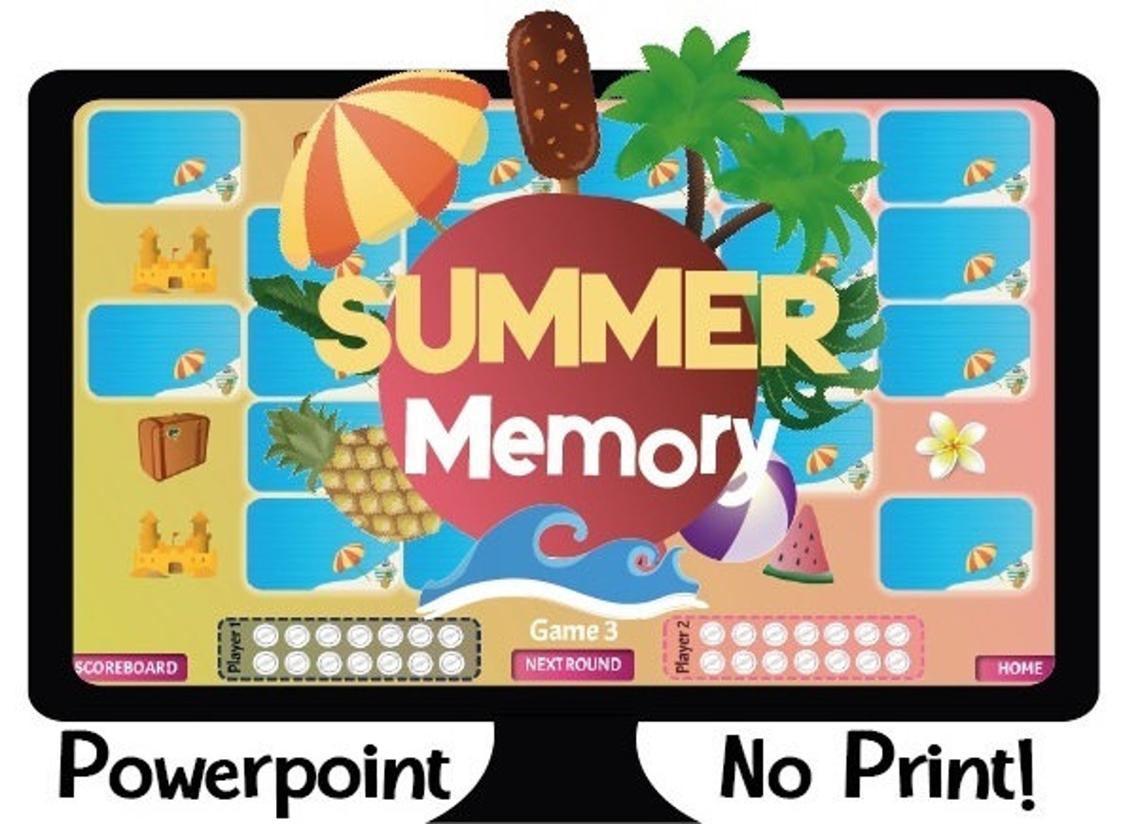 Summer Memory Interactive Powerpoint Game, Distance Learning, Stay Home ...