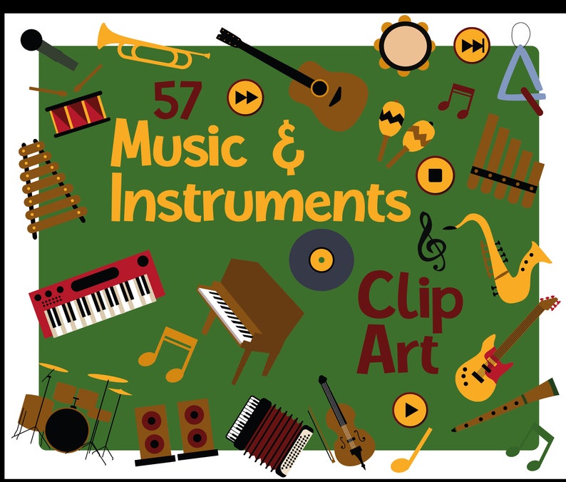57 Musical Instruments Clip Art Music Sound Instruments | Etsy
