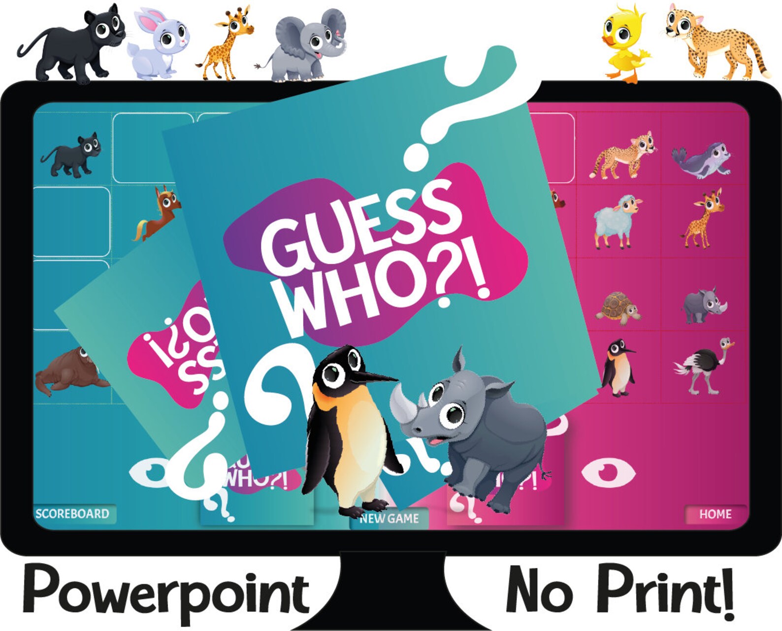 Guess Who Animals, Interactive and Animated Powerpoint Game, Digital ...