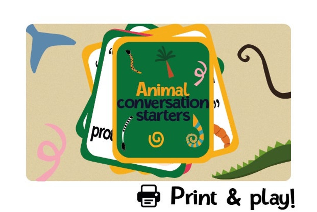 Animal Conversation Starters Printable Cards With 20 Conversation ...