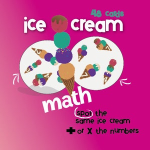 Ice Cream Math Spot Math Card Game Printable (addition or ...