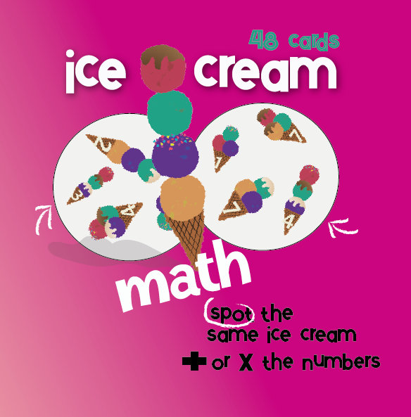 Ice Cream Math Spot Math Card Game Printable (addition or ...