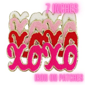 7" LOVE & XOXO Fuzzy Chenille Patches | Iron-on | Valentine's Day | DIY ...