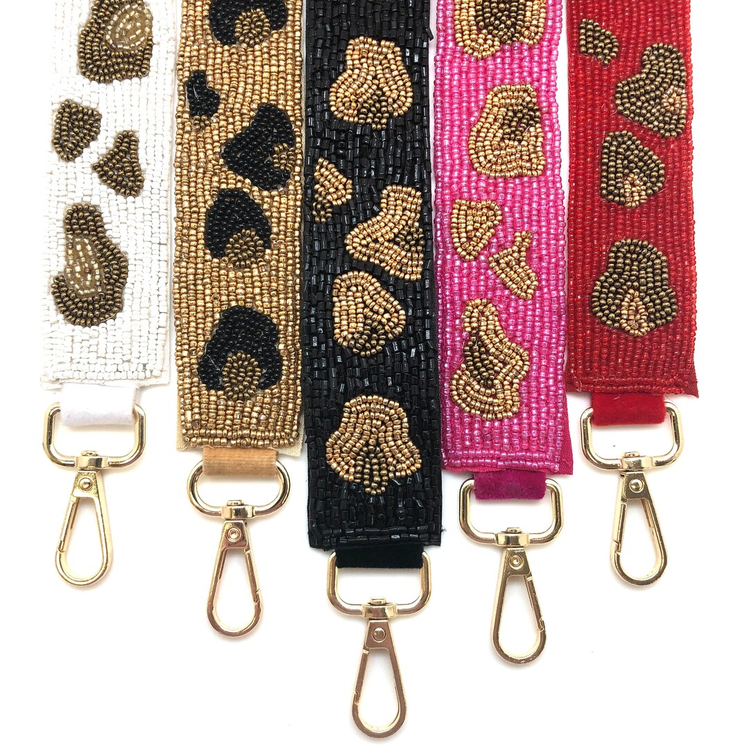 LEOPARD Hand Beaded Purse Straps - Etsy
