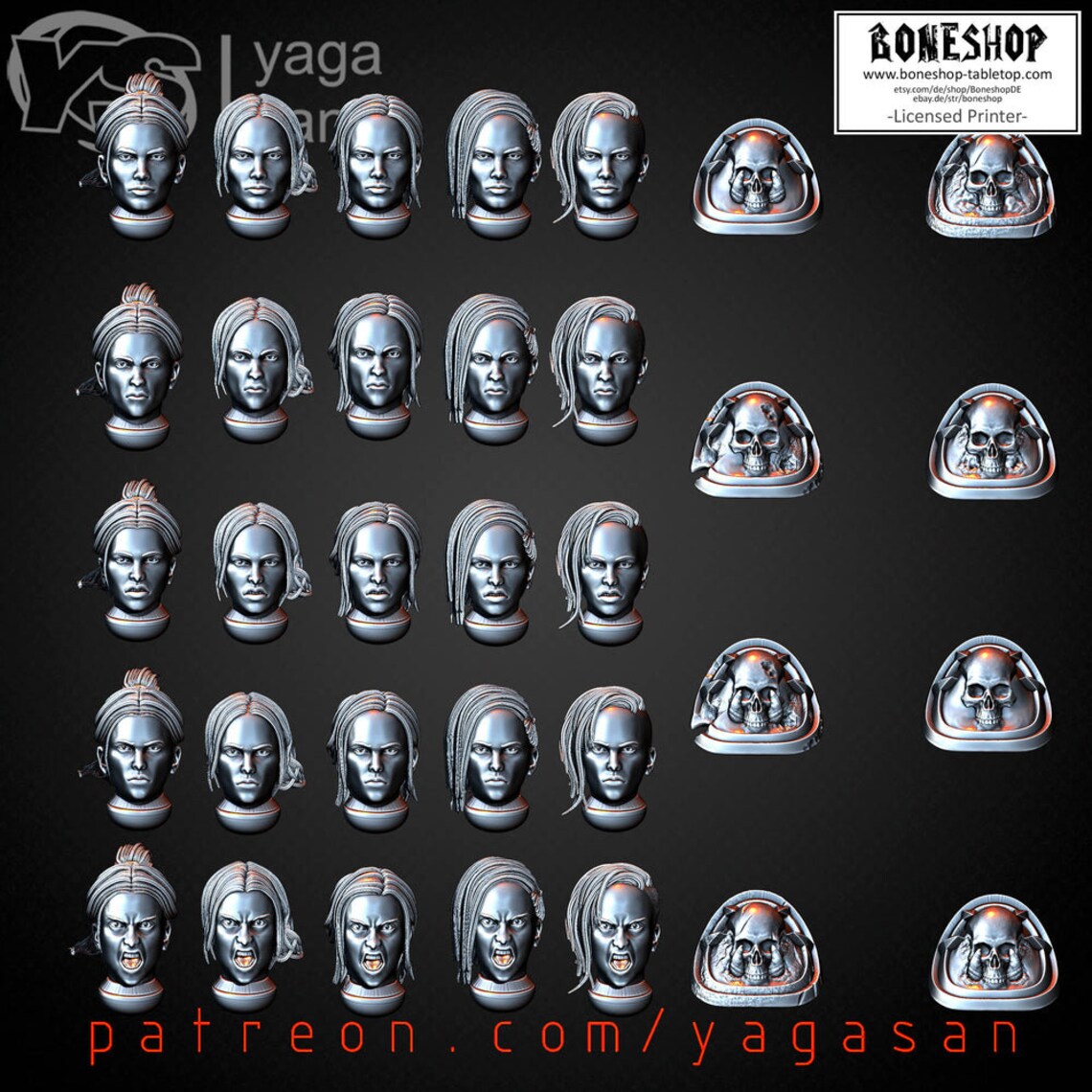 Bits demon Sisters Kitbash PACK Heads & Shoulders RPG Tabletop Bone ...