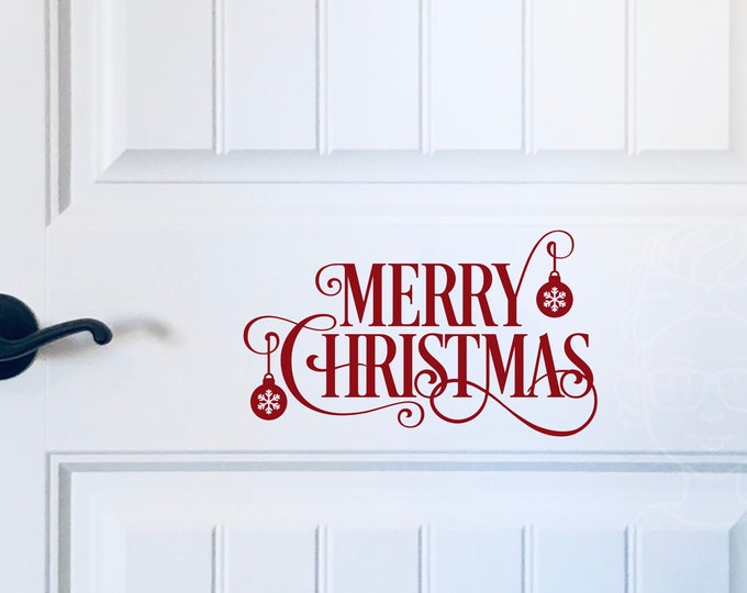 Merry Christmas Decal, Christmas Vinyl Decal, Holiday Decals, Christmas ...