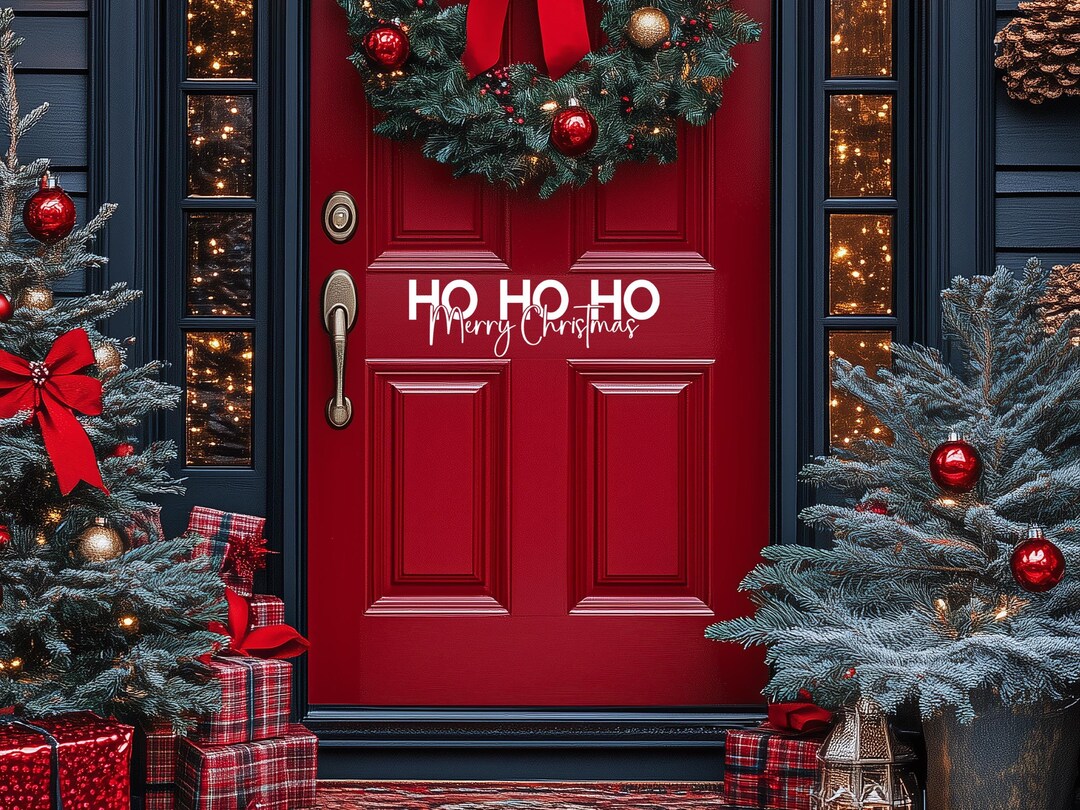 HO HO HO Vinyl Decal | Vinyl Door Decal | Christmas Door Decal ...