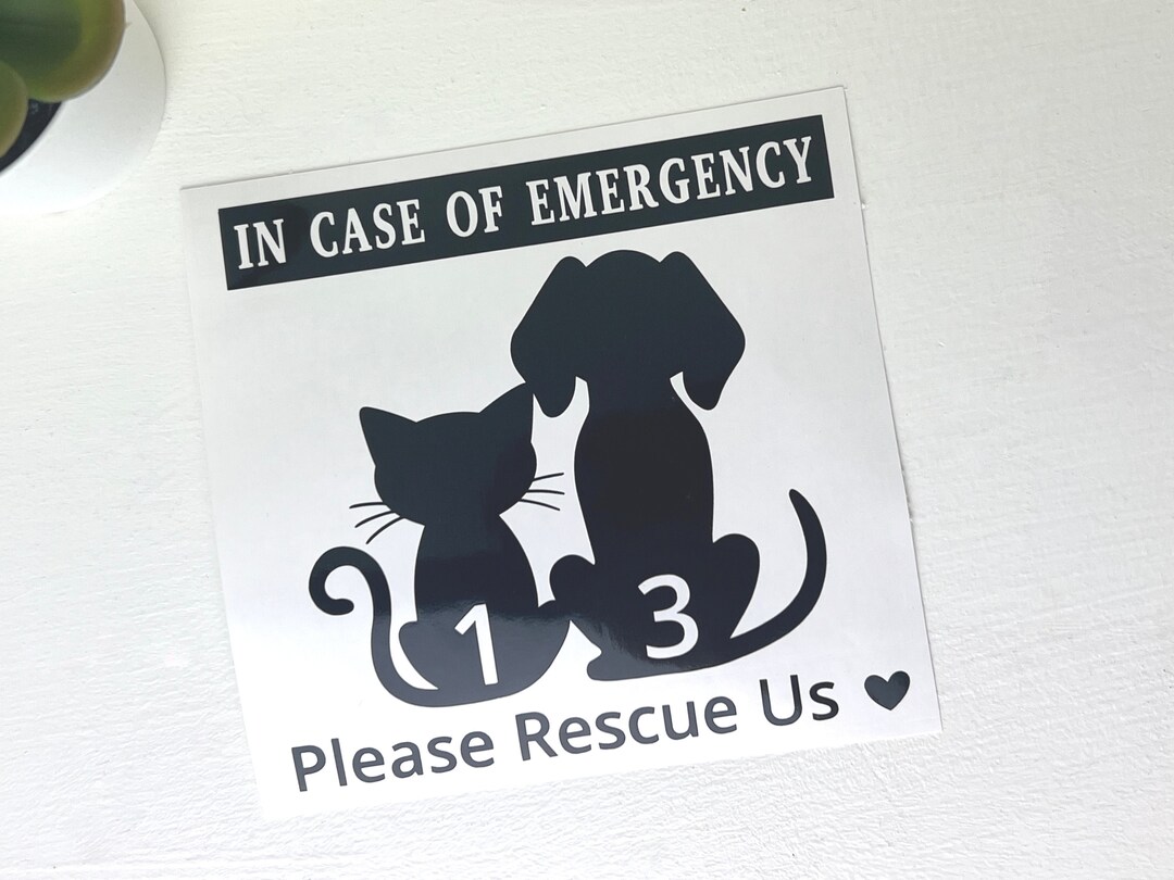 Personalized Pet Emergency Numbered Vinyl Decal | Customized Pet Safety ...
