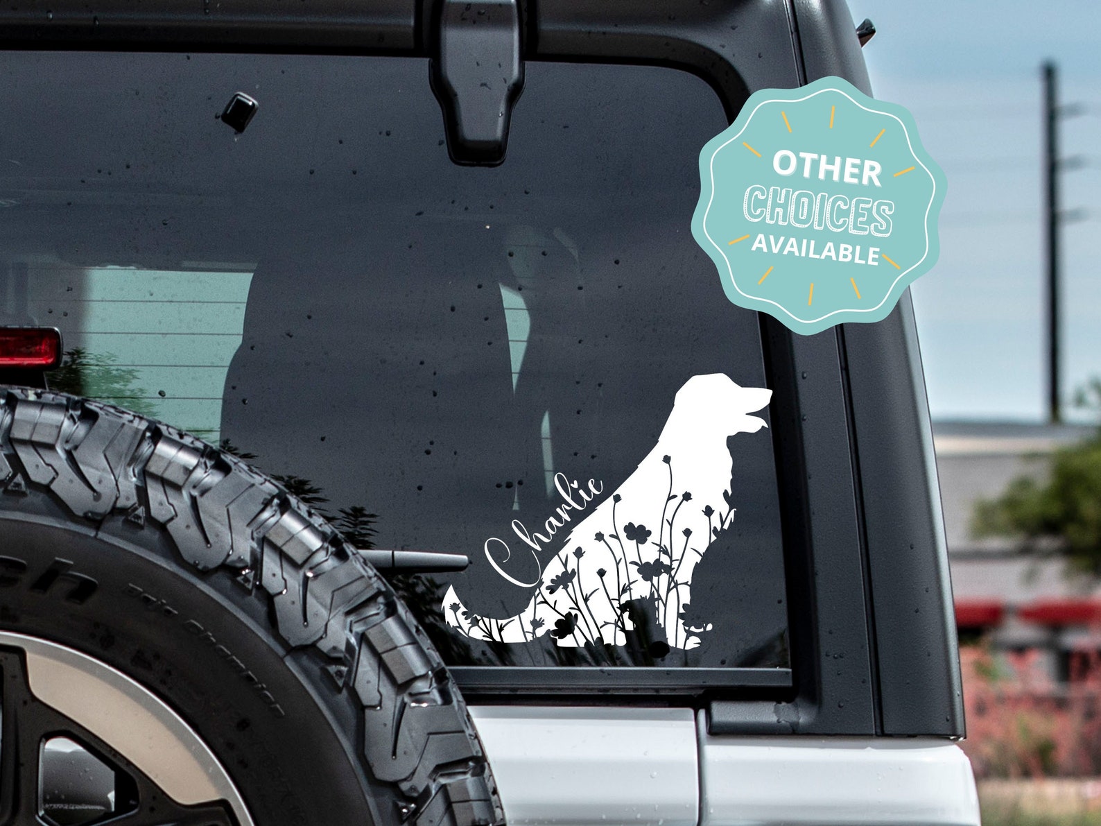 Golden Retriever Floral Vinyl Decal Golden Retriever Sticker - Etsy