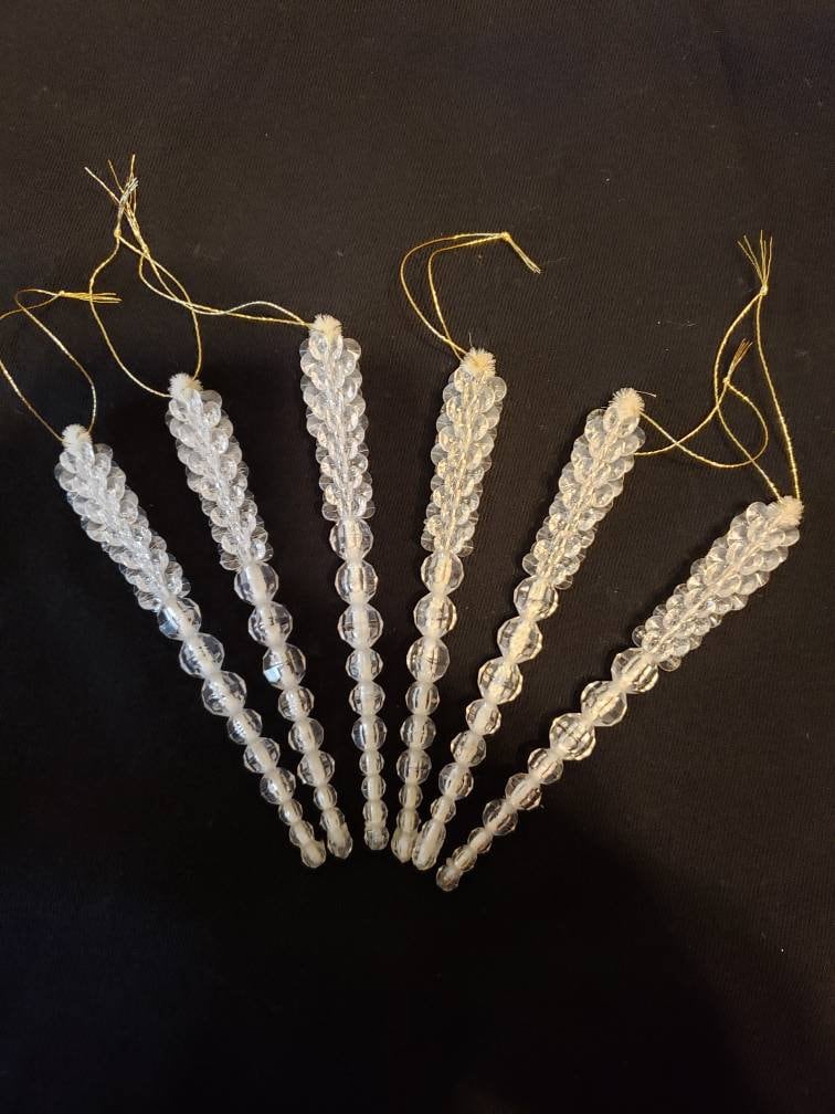 Bead Icicle Ornaments set of 6 Christmas ornaments Trim the | Etsy