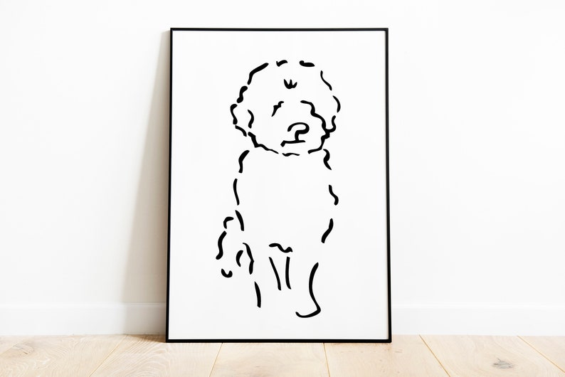 Doodle Dog Line Art - Labradoodle - Goldendoodle - Dog Print Sketch ...