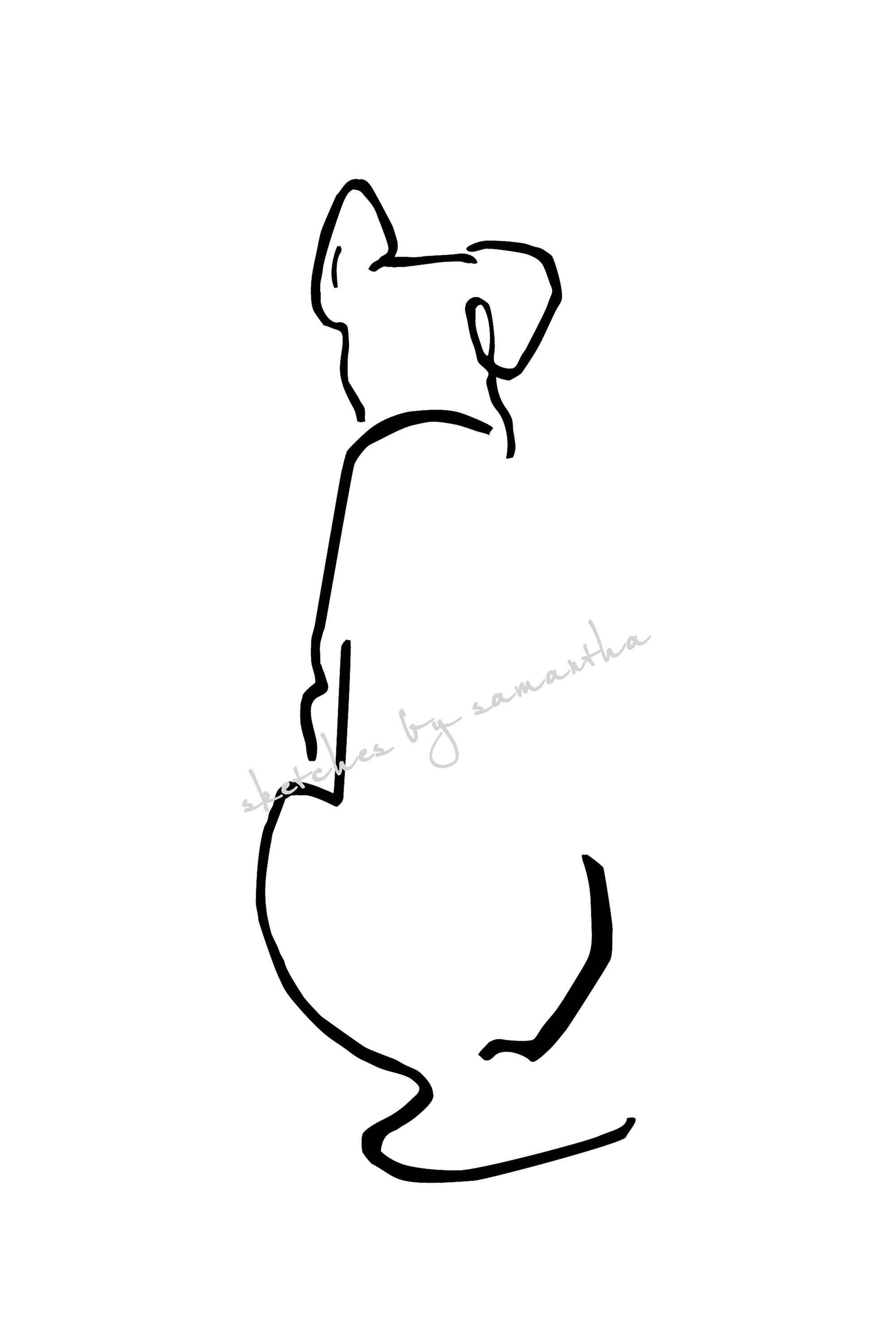 Floppy Ear Dog Line Art - Instant Download - Dog Print Sketch - Puppy ...