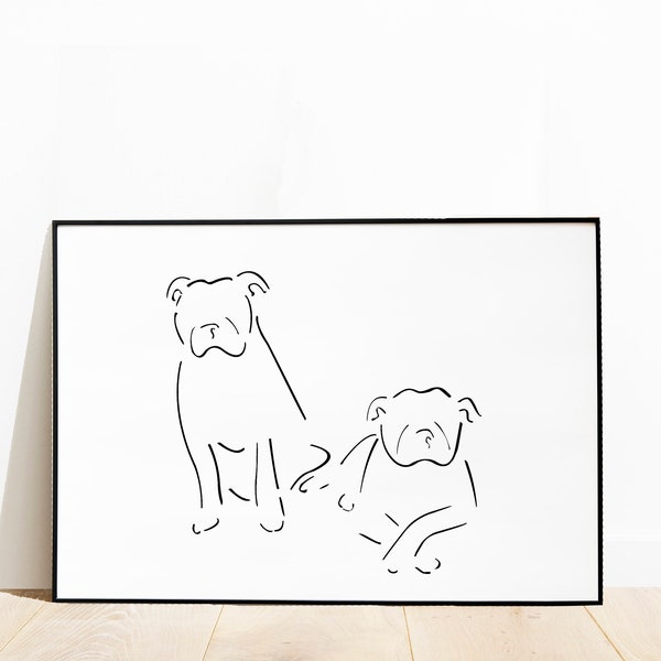 Pitbull Line Drawing - Etsy
