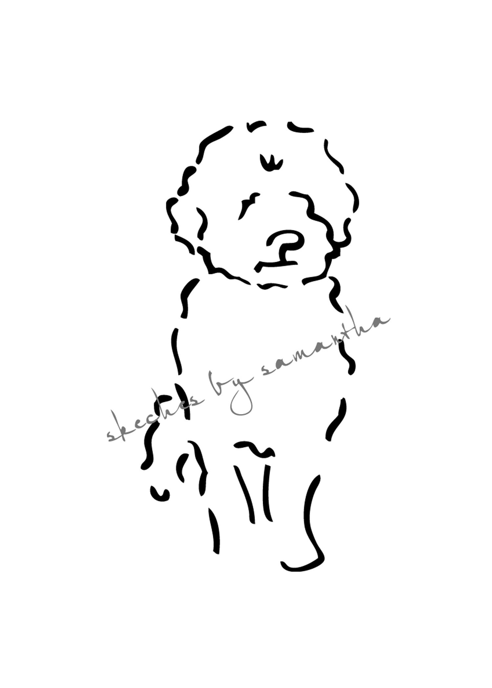 Doodle Dog Line Art - Labradoodle - Goldendoodle - Dog Print Sketch ...