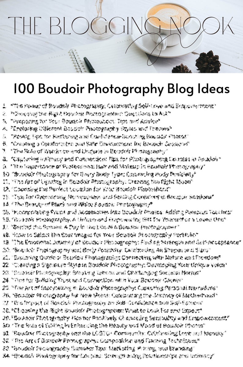 100 Blog Ideas - Boudoir Photography - Etsy