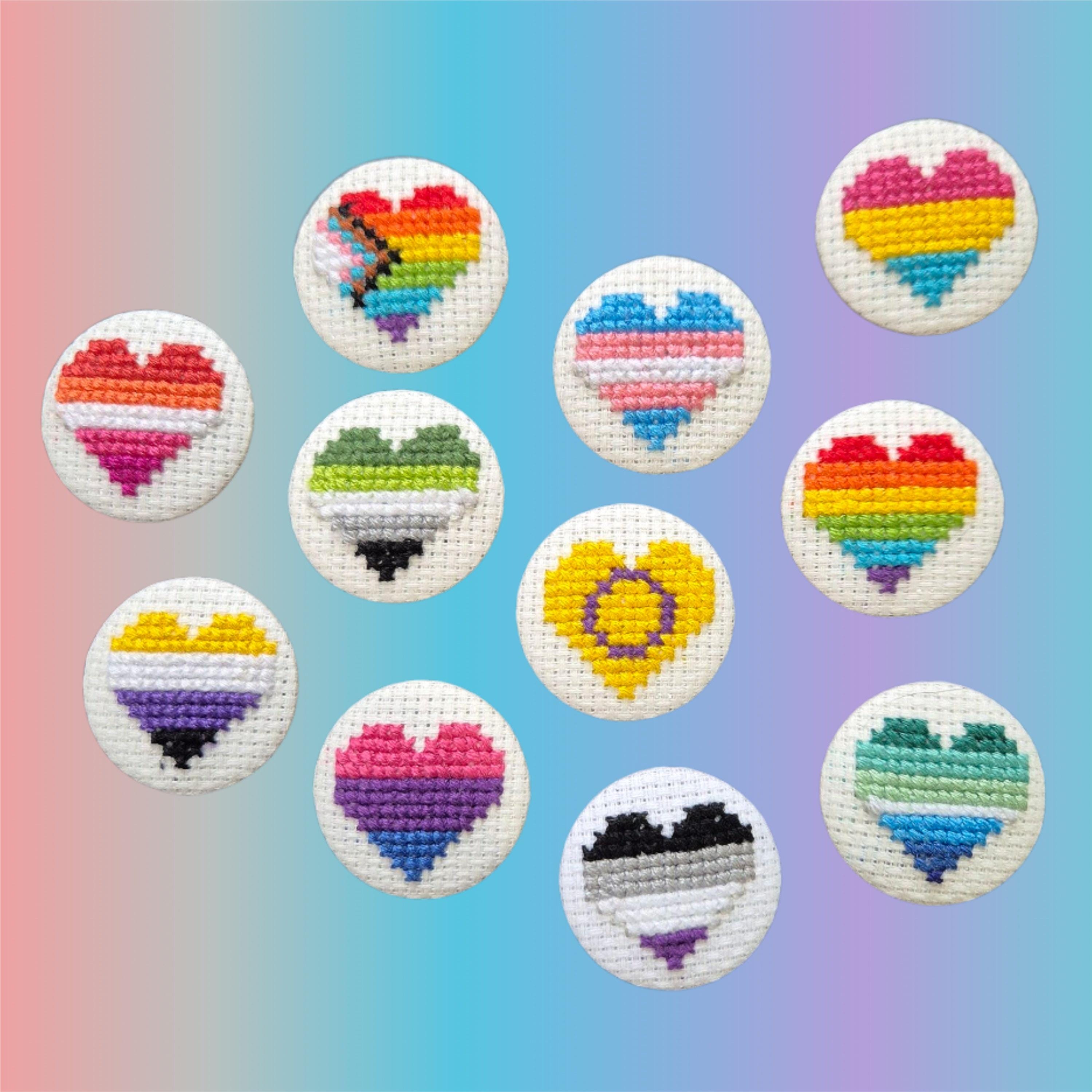 Pride Month Badge | Pride Pin | Decorative LGBTIQA+ Pin | Cross Stitch ...
