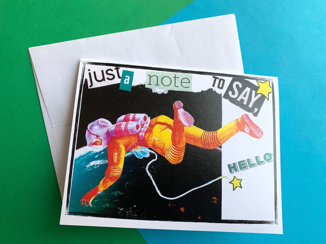 Say Hello Astronaut Card Space Lover Spaceman Notecard - Etsy