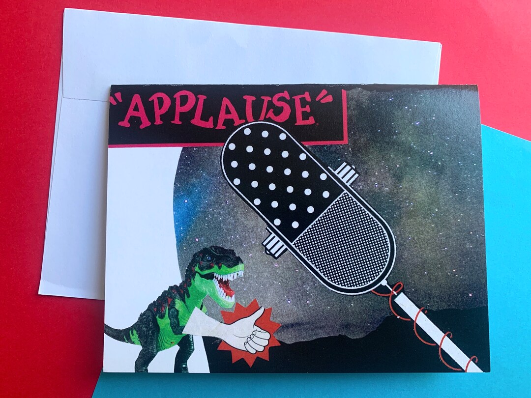 Funny Applause Dinosaur Thumbs Up T Rex Notecard Shout Out - Etsy