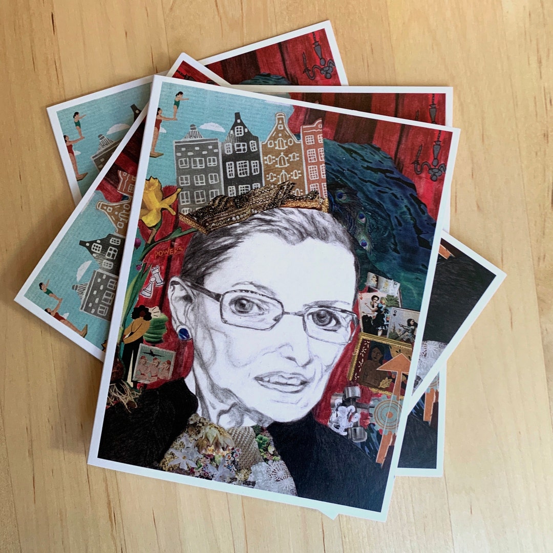 Tarjeta de arte de collage RGB feminista de Bader Ginsberg - Etsy España