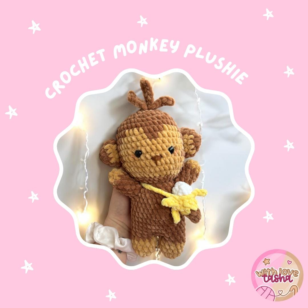 Monkey Plush | Little Monkey Plushie | Stuffed Animals | Crochet Monkey ...