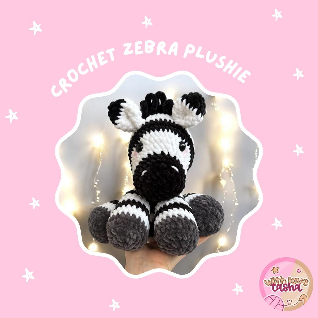 Zebra Plush | Sitting Zebra Plushie | Stuffed Animals | Crochet Zebra ...