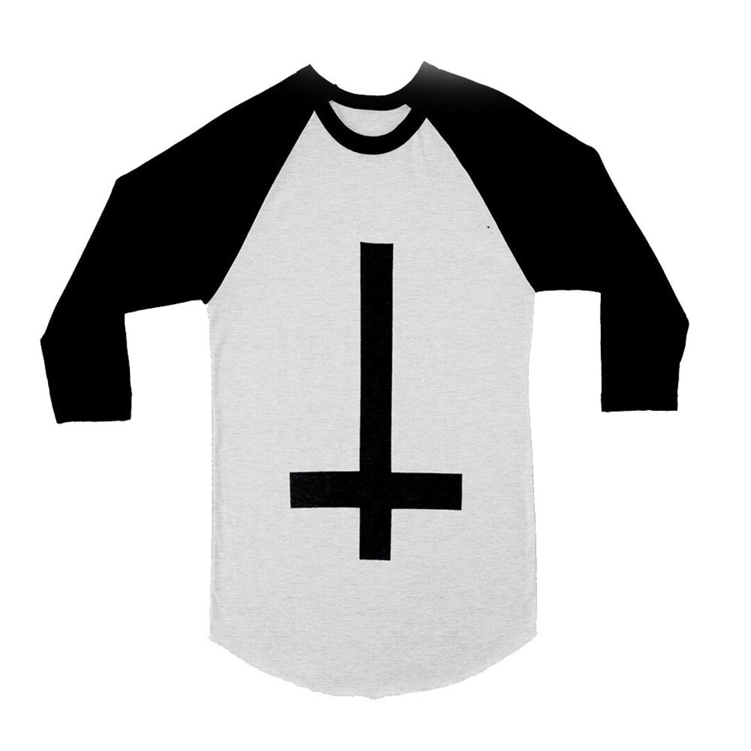 Inverted Cross // Satan // Raglan // 3/4 Sleeve // Baseball // T-shirt ...