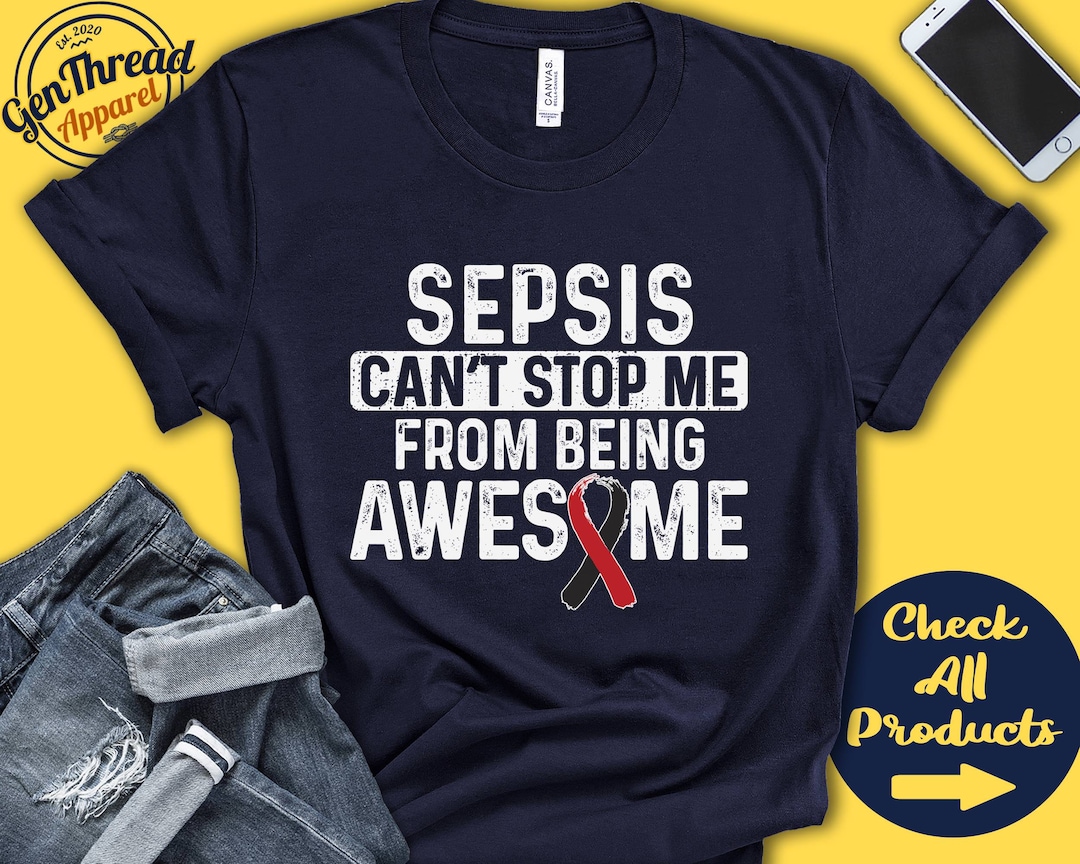 Sepsis Shirt | Sepsis Awareness | Red and Black Ribbon | Fighter ...