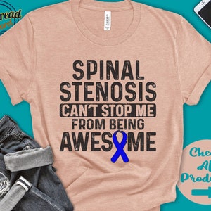 Spinal Stenosis Shirt | Spinal Stenosis Awareness | Blue Ribbon ...