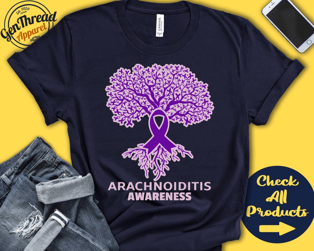 Arachnoiditis Shirt Arachnoiditis Awareness Tree Of Life Purple Ribbon Fighter Warrior Surgery