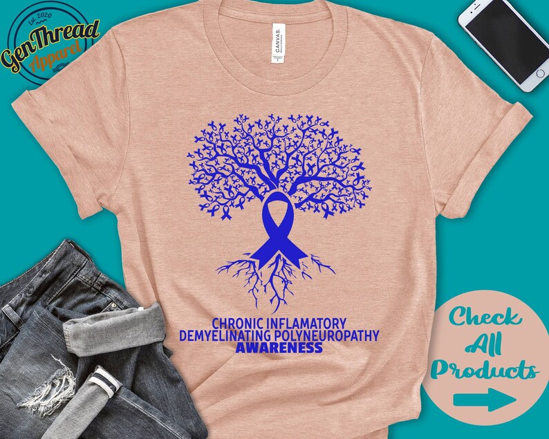CIDP Shirt CIDP Awareness Tree of Life Blue Ribbon - Etsy
