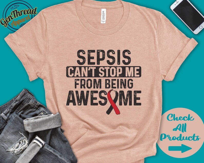Sepsis Shirt Sepsis Awareness Red and Black Ribbon - Etsy