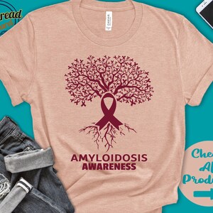 Amyloidosis Shirt | Amyloidosis Awareness | Tree of Life | Burgundy ...