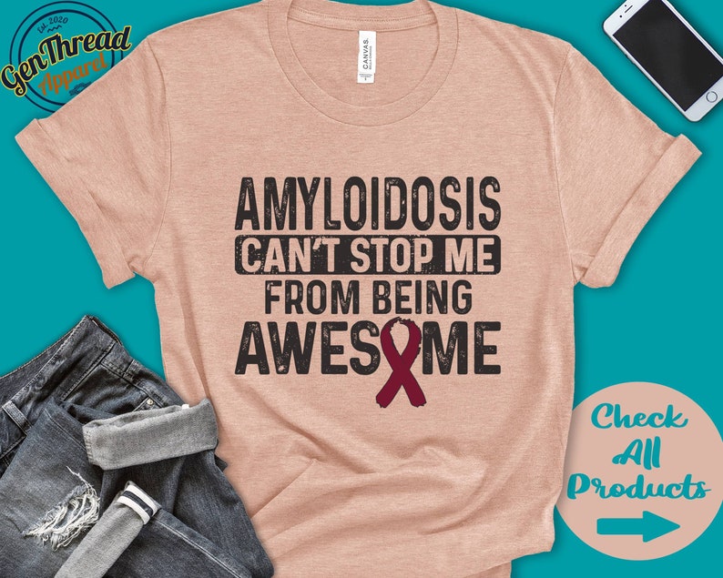 Amyloidosis Shirt | Amyloidosis Awareness | Burgundy Ribbon | Fighter ...