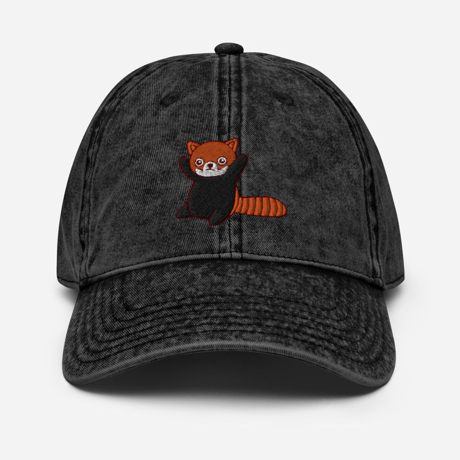 Red Panda Embroidered Vintage Cotton Twill Cap Kawaii Hat - Etsy