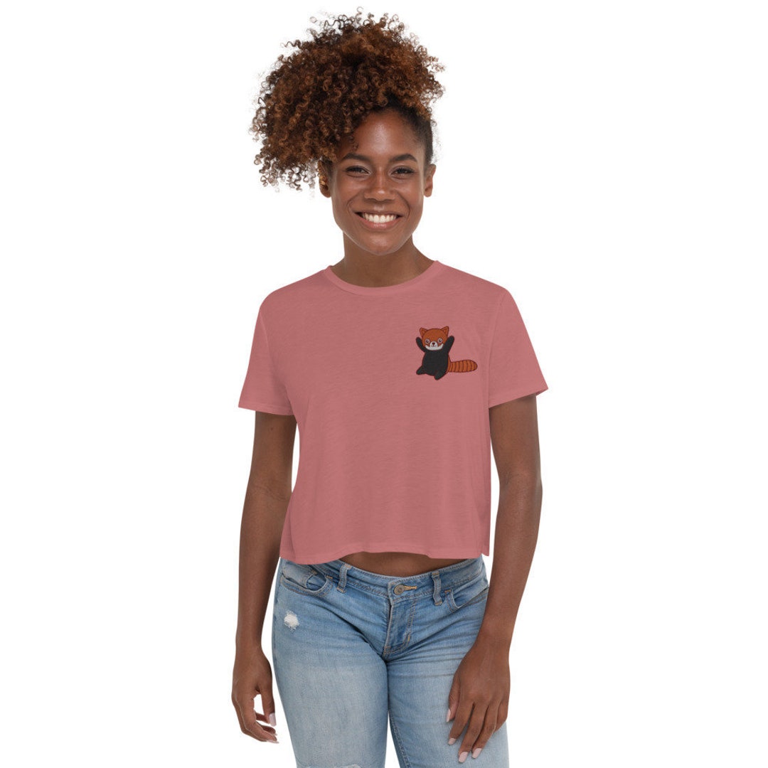 Red Panda - Embroidered Crop Tee - Kawaii Crop Top - Cute Red Panda ...