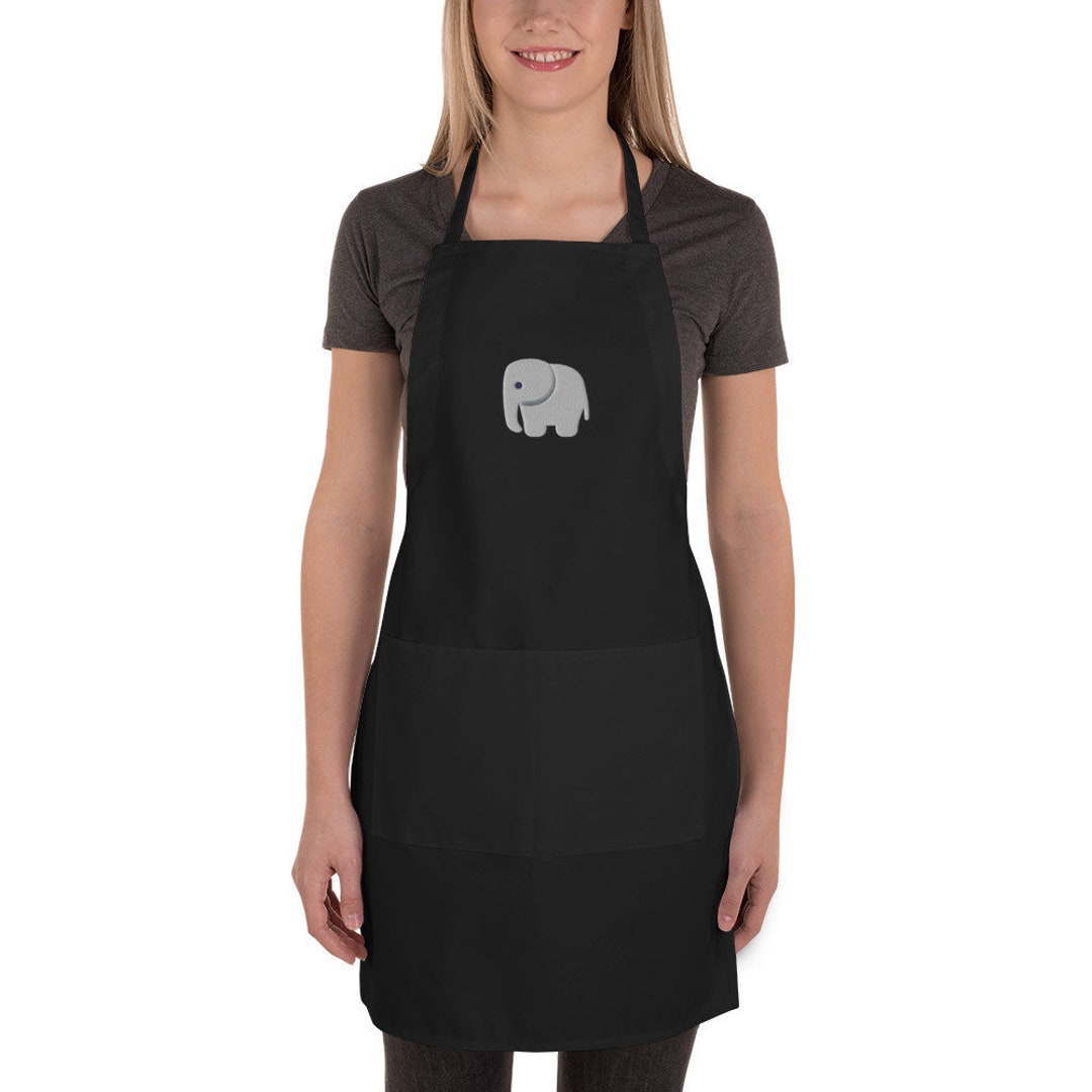 Elephant - Embroidered Apron - Grey Elephants Apron - Gift for Student ...
