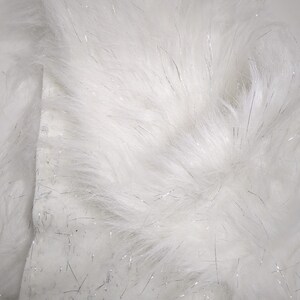 White Faux Fur Ribbon Trim REMNANT Silver Sparkle 5ft Long X 8" Wide ...