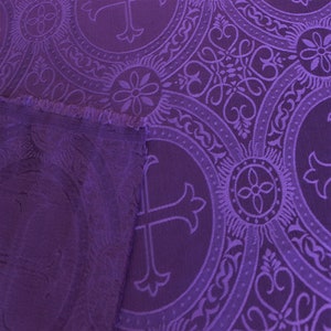 Liturgical Fabric REVERSIBLE Purple Satin Jacquard Brocade BTY 57"wide ...