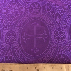 Liturgical Fabric REVERSIBLE Purple Satin Jacquard Brocade BTY 57"wide ...