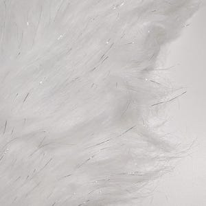 White Faux Fur Ribbon Trim REMNANT Silver Sparkle 5ft Long X 8" Wide ...