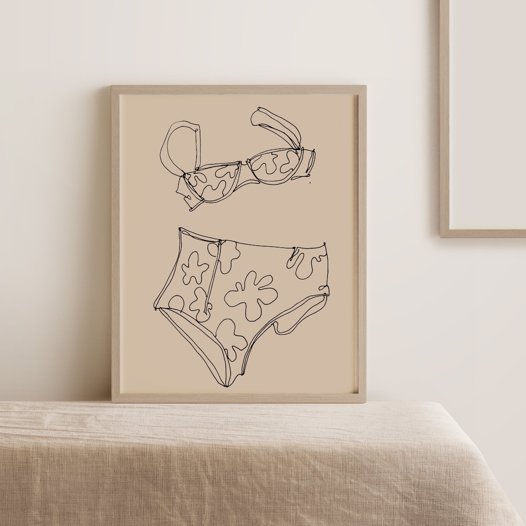Summer Aesthetic Bikini Line Drawing Art Print - Etsy