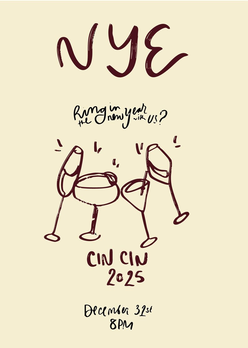 Personalized NYE New Years Eve Party Holiday Invitation 5X7 ...