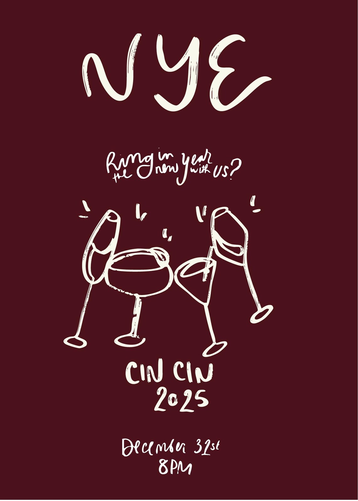 Personalized NYE New Years Eve Party Holiday Invitation 5X7 ...