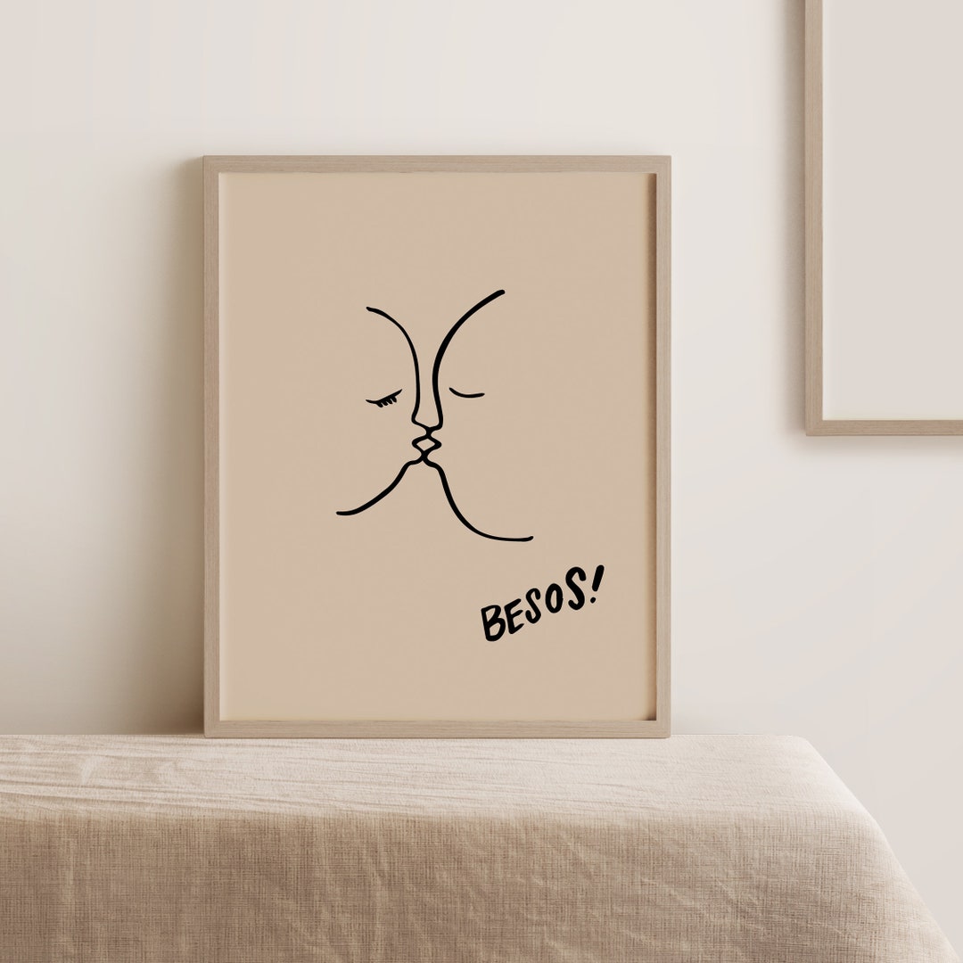 Besos Kisses Line Drawing Art Print - Etsy